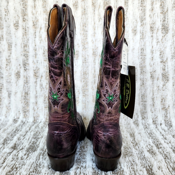 J.B. Dillon | Shoes | Nwt Jb Dillon Distressed Leather Western Cowboy Boots Floral Womens Size ...